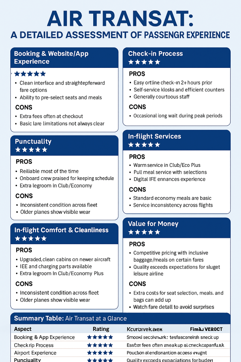 Air Transat: A Detailed Assessment of Passenger Experience - Holiday ...